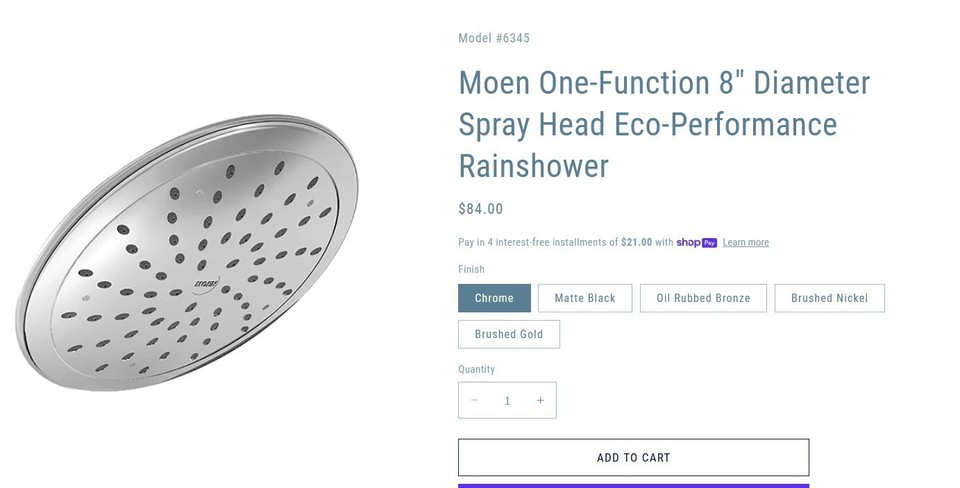 Moen 6345 8-Inch Chrome Rainshower Showerhead With Arm And Ring | eBay
