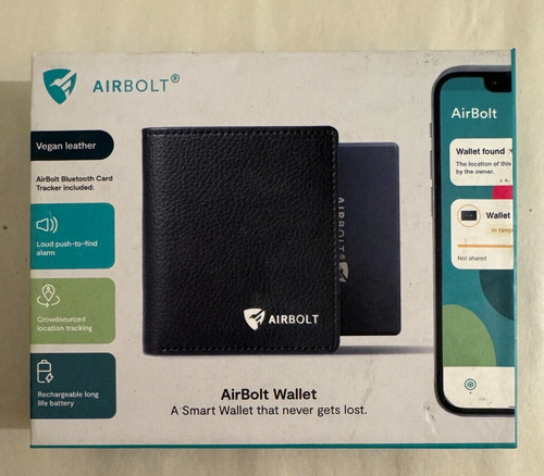 AIRBOLT Wallet Vegan Leather Bluetooth Card Tracker Slim Azore Black ...