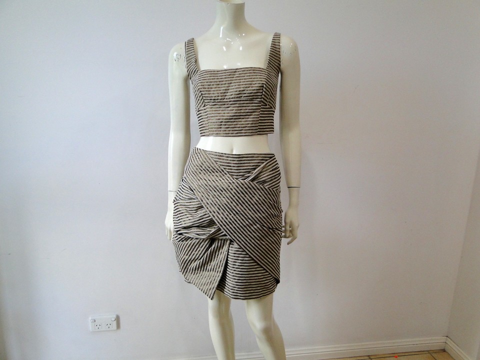 SHEIKE glitter stripe Phoebe top and skirt set Sz 12 like new RRP $240. ...