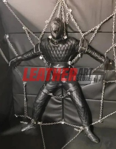 Quilted Leather Bondage Suit Hooded Full Body Fetish Restraint – Made ...