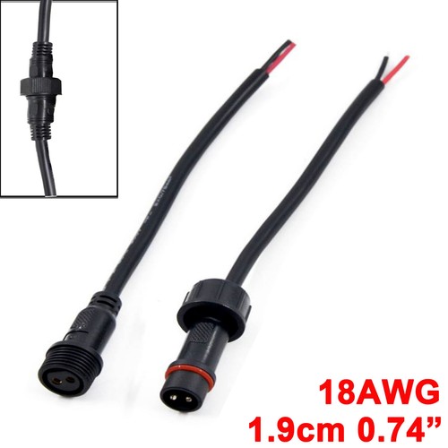 2Pin 18AWG Waterproof Male Female Plug LED Connector PVC Plastic LED ...