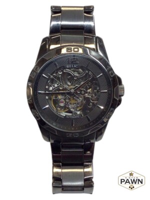 Relic® Mens Gunmetal Automatic Skeleton Watch ZR11853 (FVS031786 ...