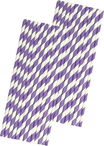 Stripe Paper Straws - Lilac Lavender White - 7.75 Inches - One Size, | eBay