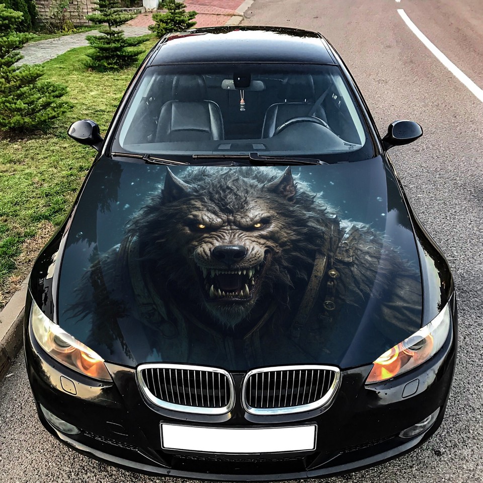 Werewolf Car Hood Wrap Decal Vinyl Sticker Wolf Full Color Graphic Fit ...