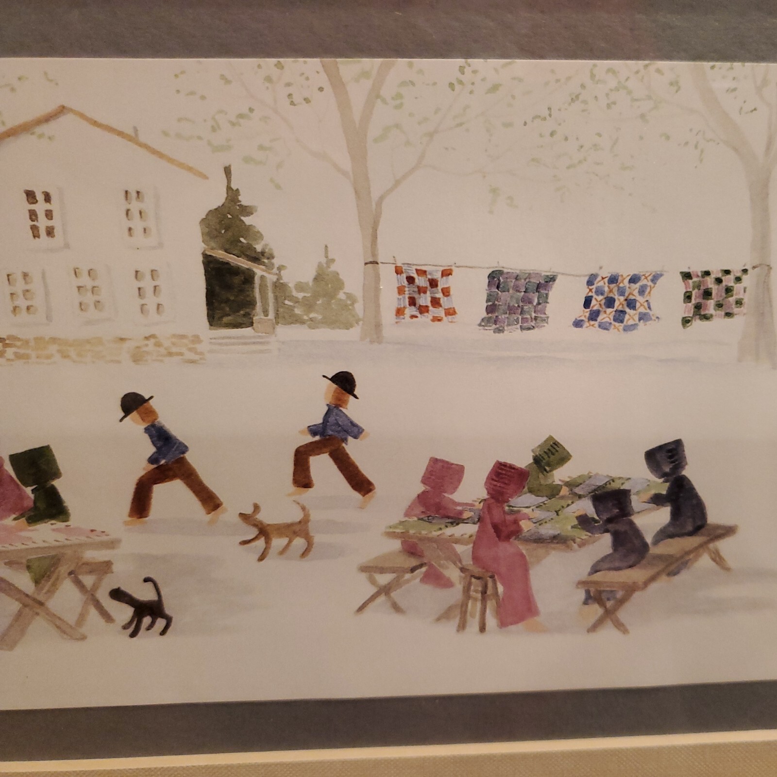 Diane Graebner Signed Print Framed Matted Print "Young Quilters" | eBay