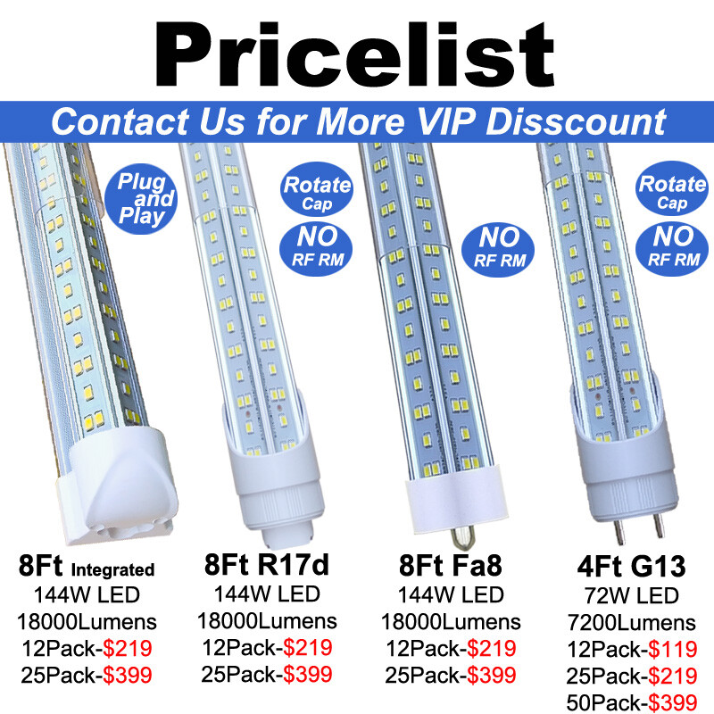 8 foot led shop lights 144w led Strip Lights 12-25PCS Tube Light led ...