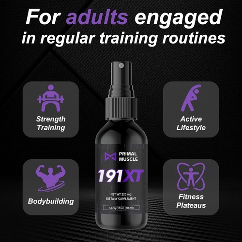 Primal Muscle 191xt Muscle Support Recovery Spray | Plant-Based | 30 ...