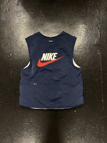 Supreme X Nike Sherpa Lined Blue Vest Pre Owned Size Medium | eBay