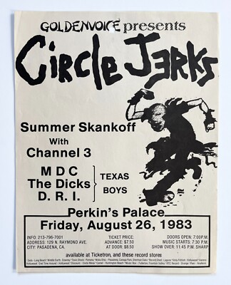 The Circle Jerks Flyer Punk CH3 MDC DRI Dicks Shawn Kerri Poster Black ...
