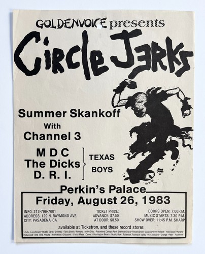 The Circle Jerks Flyer Punk CH3 MDC DRI Dicks Shawn Kerri Poster Black ...