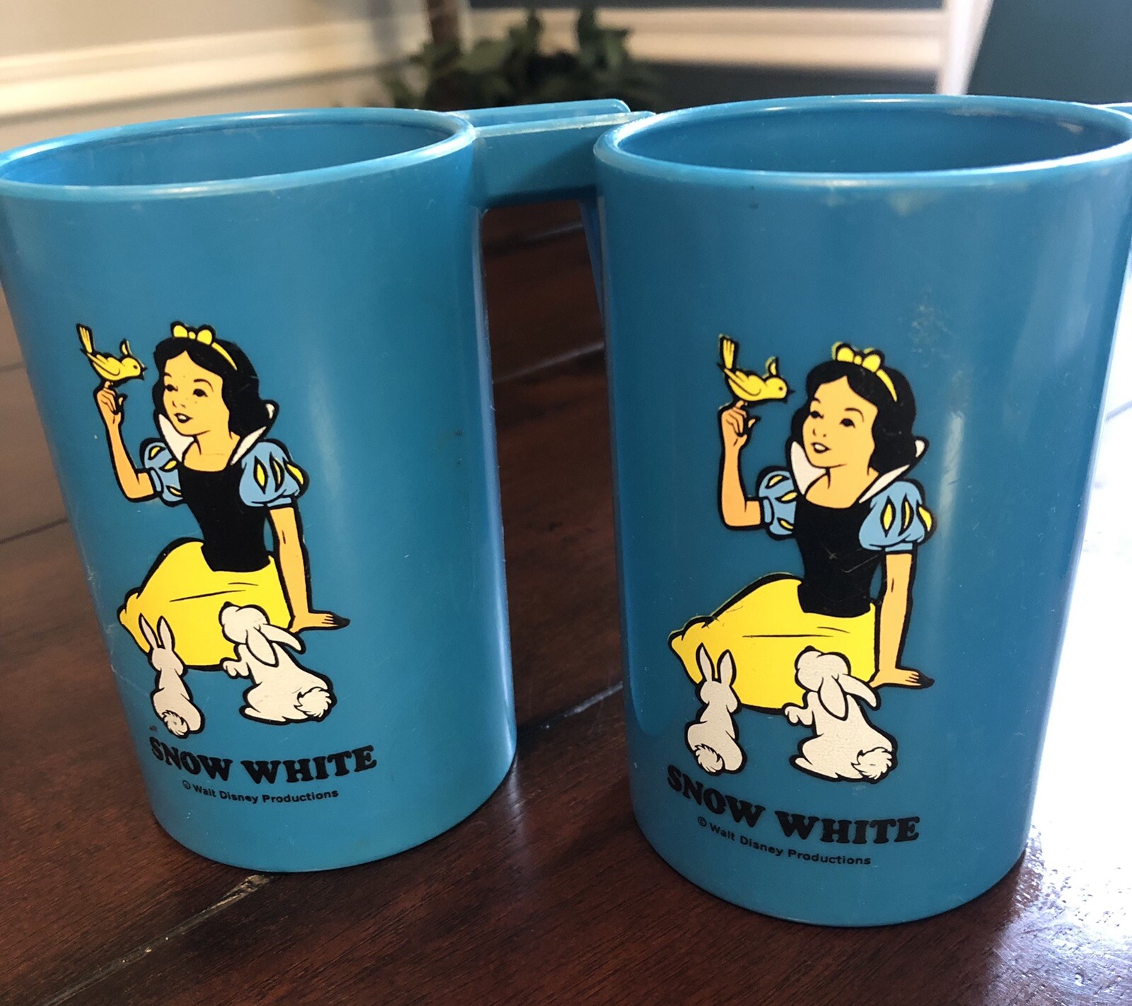 Vintage Walt Disney Production Turquoise Plastic Snow White Cups Set of ...
