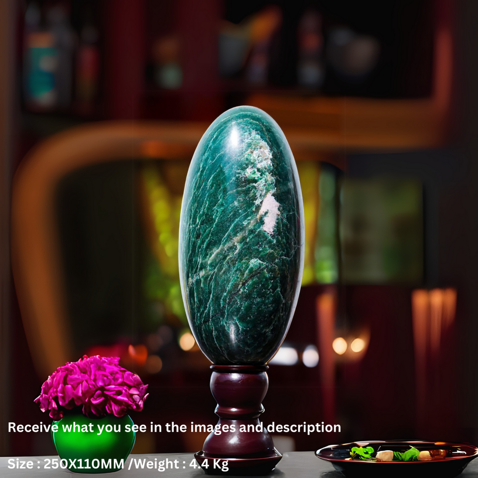 250X155MM Green Jade Shiva Lingam Egg Stone from India - Healing ...
