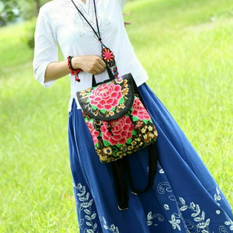 Women Flower Shoulder Bag Handmade Vintage Style Bag Ethnic Embroidery ...
