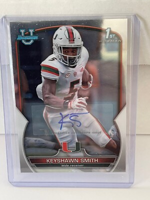 2022 Bowman Chrome University KEYSHAWN SMITH 1st Auto Autograph Miami ...