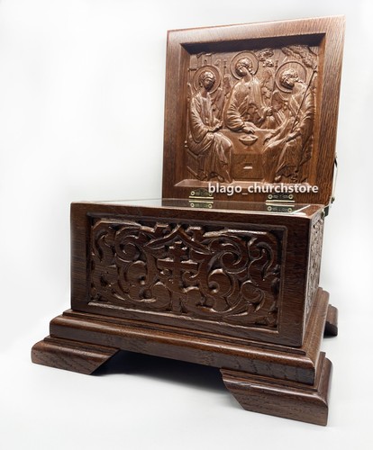 Orthodox Reliquary Box Wooden Carved Ark with icon Trinity Handcarved 7 ...