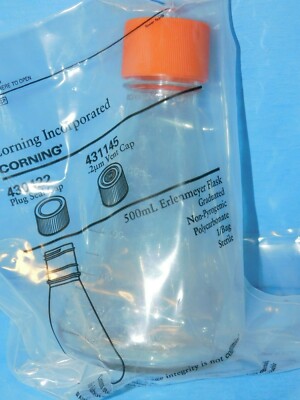 CORNING 430422 500ML ERLENMEYER FLASK W/PLUG SEAL CAP SOLID FLAT QTY 1 ...