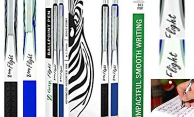 Zebra Pen Z-Grip Flight, Large Bulk Combo Pack of 6 BLACK INK & 6 BLUE ...