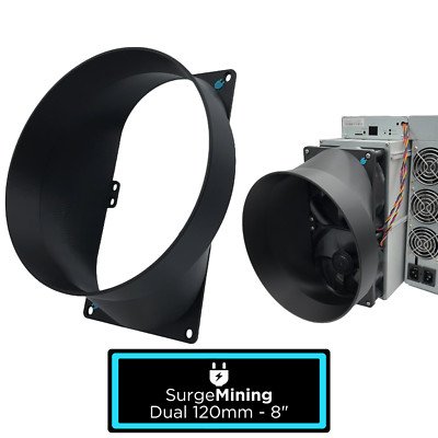 Dual 120mm to 8 Inch Max Fan Duct Intake Exhaust Silencer ASIC Crypto ...