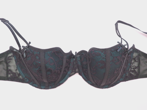 ADORE ME Emerald/Black Lace Polyamide Blend Padded Balconette Bra Size ...