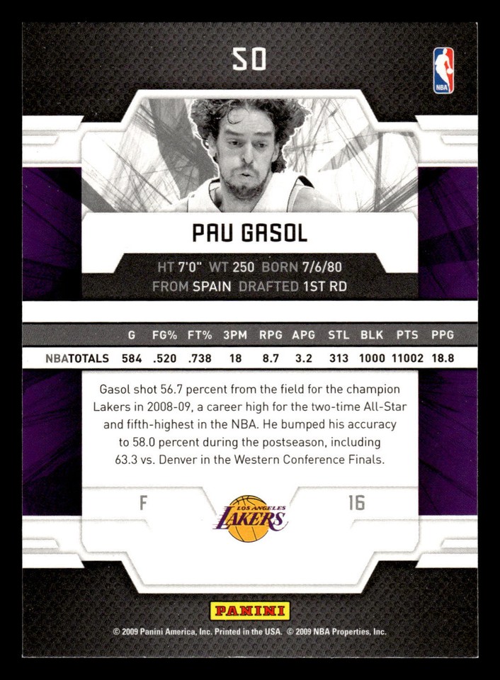 2009-10 Panini Donruss Elite Pau Gasol #50 | eBay