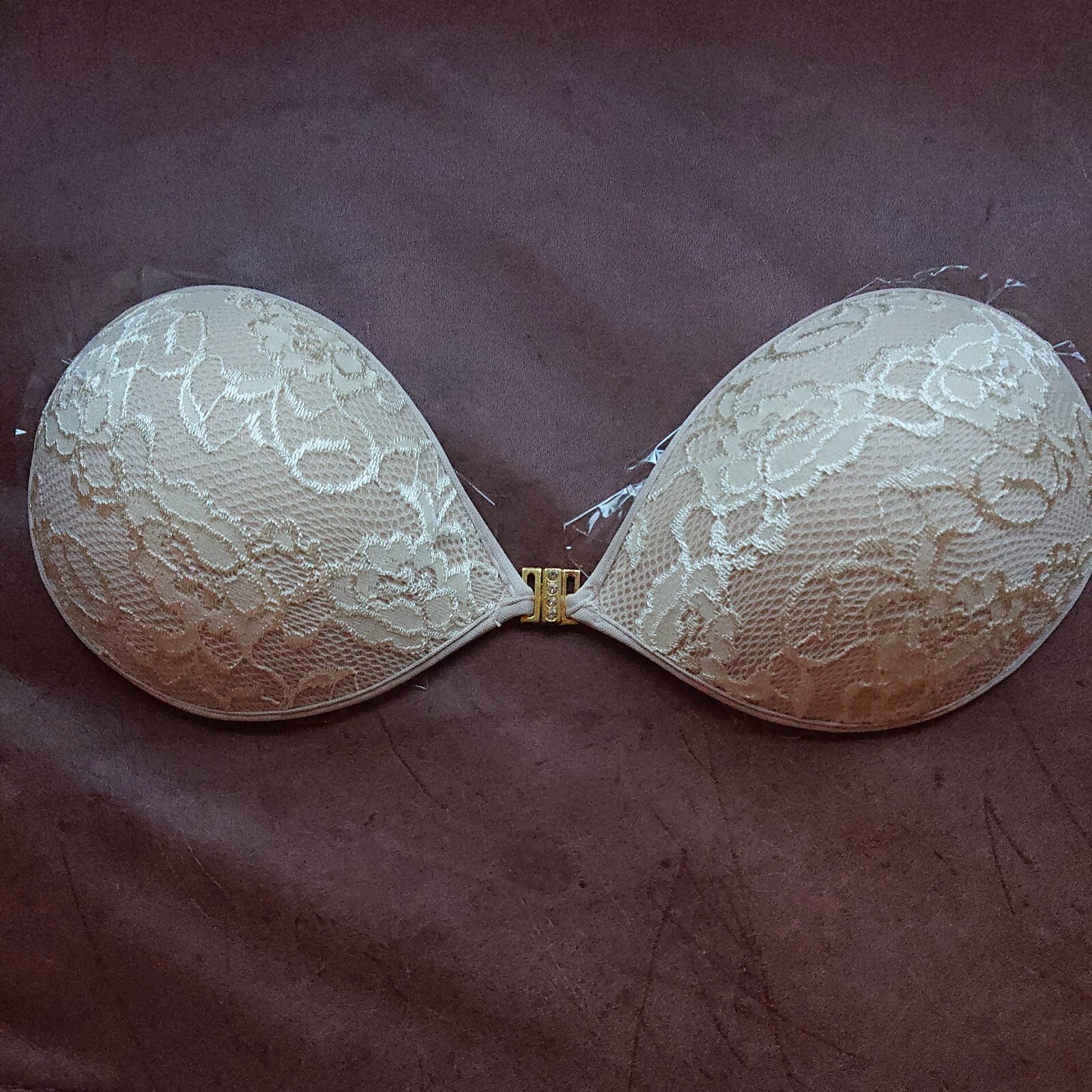 Silicone Stick On Lace Bra White Nude Peacock Blue Job Lot | eBay