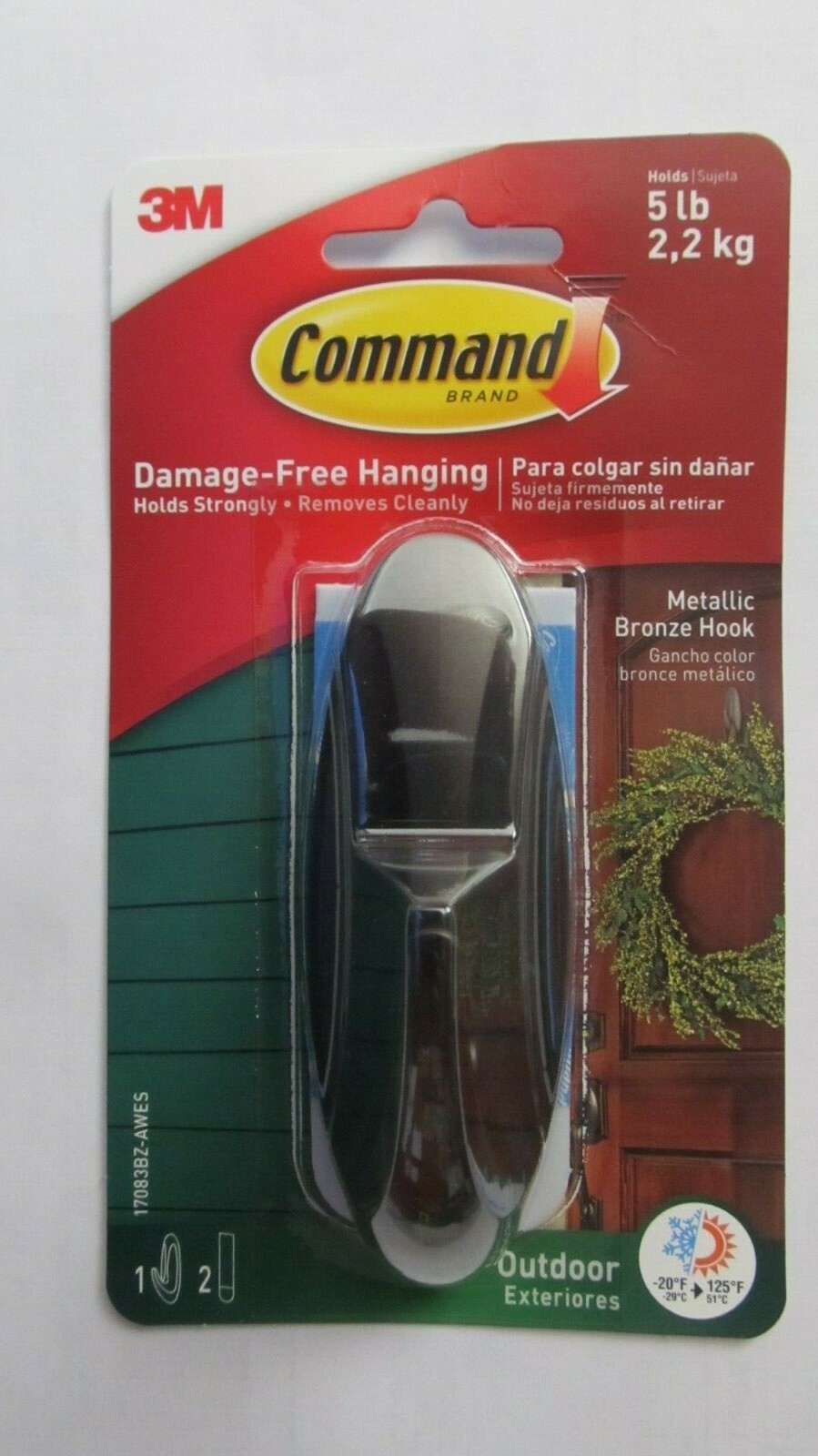 Command Bronze Metallic Hook Package of 1 hook & 2 strips # 17083BZ ...