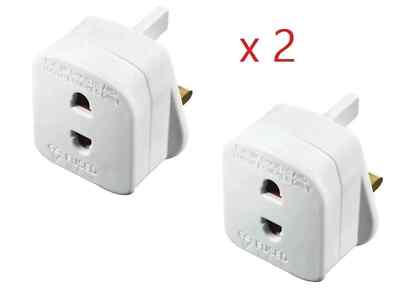 X2 Shaver Adaptor Plug For UK 2 Pin To 3 Pin 1A Fuse Toothbrush White ...