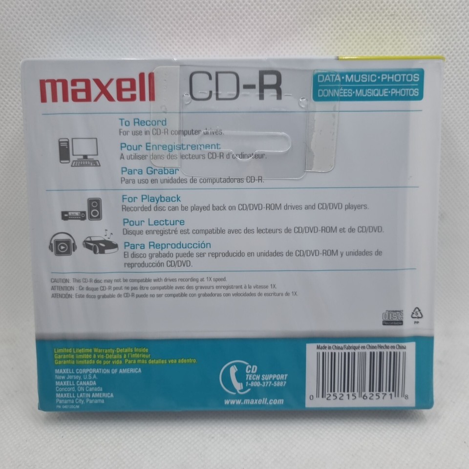 Maxell 5pk Blank Audio Data Recordable CD-R 80min 700MB Maxdata NEW ...