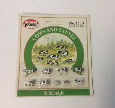 Railroad Train Model Power 1350 N Scale Black & White Cows & Calves NEW ...