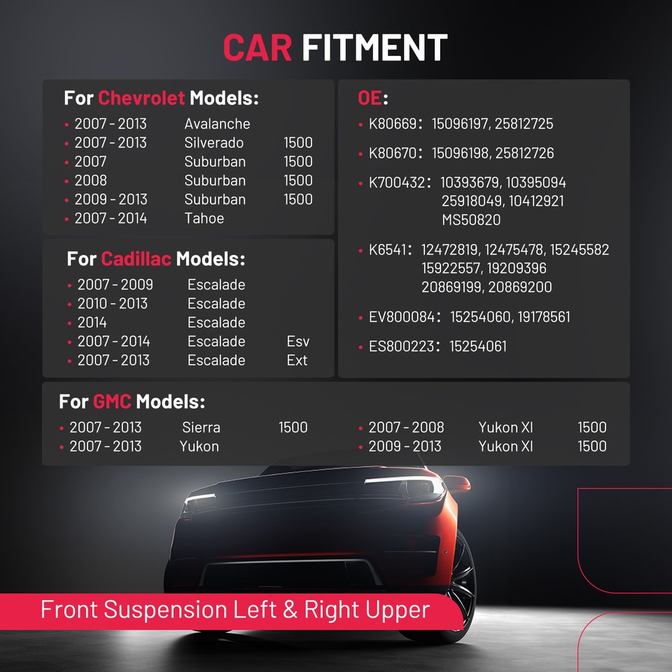 Front Upper Lower Control Arm for 2007-2013 Chevy Silverado / GMC ...