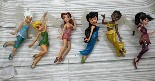 Disney Store (6) Fairies Figurine Playset Tinkerbell Fawn Rosetta Vidia ...