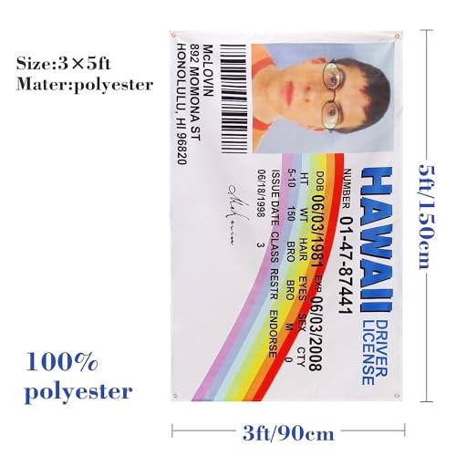 McLovin ID Flag Banner, 3x5 Feet Funny Flags for Room Outdoor Flag ...
