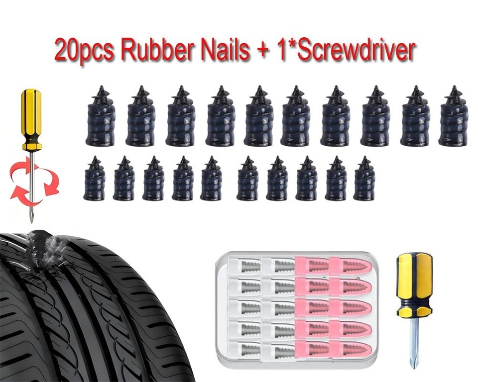 20-100PCS Rubber Tire Nail Repair Kit Screw In Tire Plugs for Car Truck ...