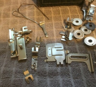 Vintage Greist Attachments & Bobbins; Ruffler,Binder, Tucker, Hemmer ...