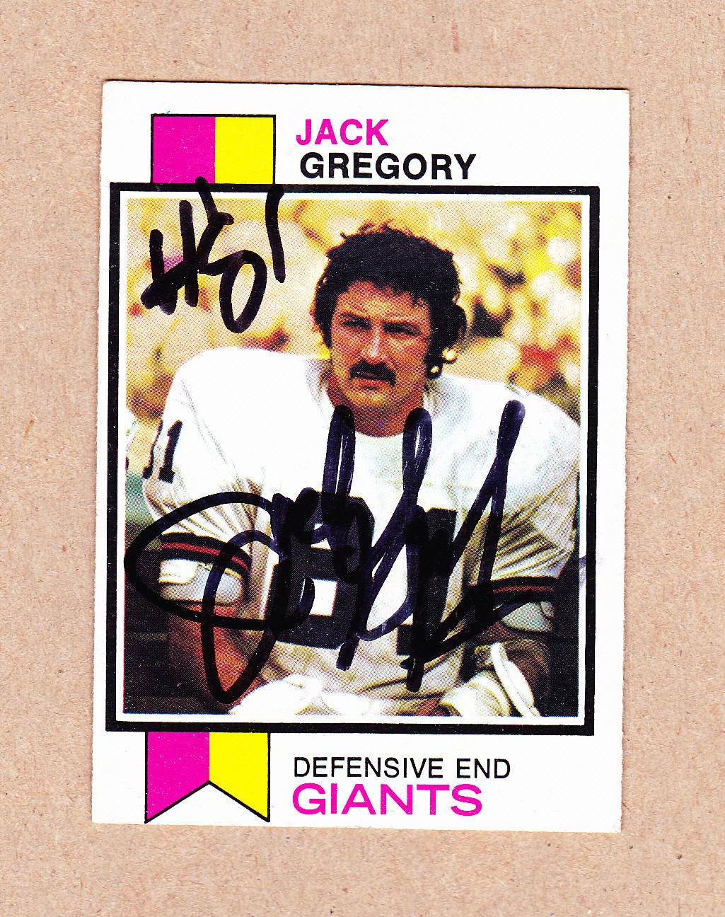 Jack Gregory signed 1973 Topps Rookie card #490-New York Giants (Dec ...