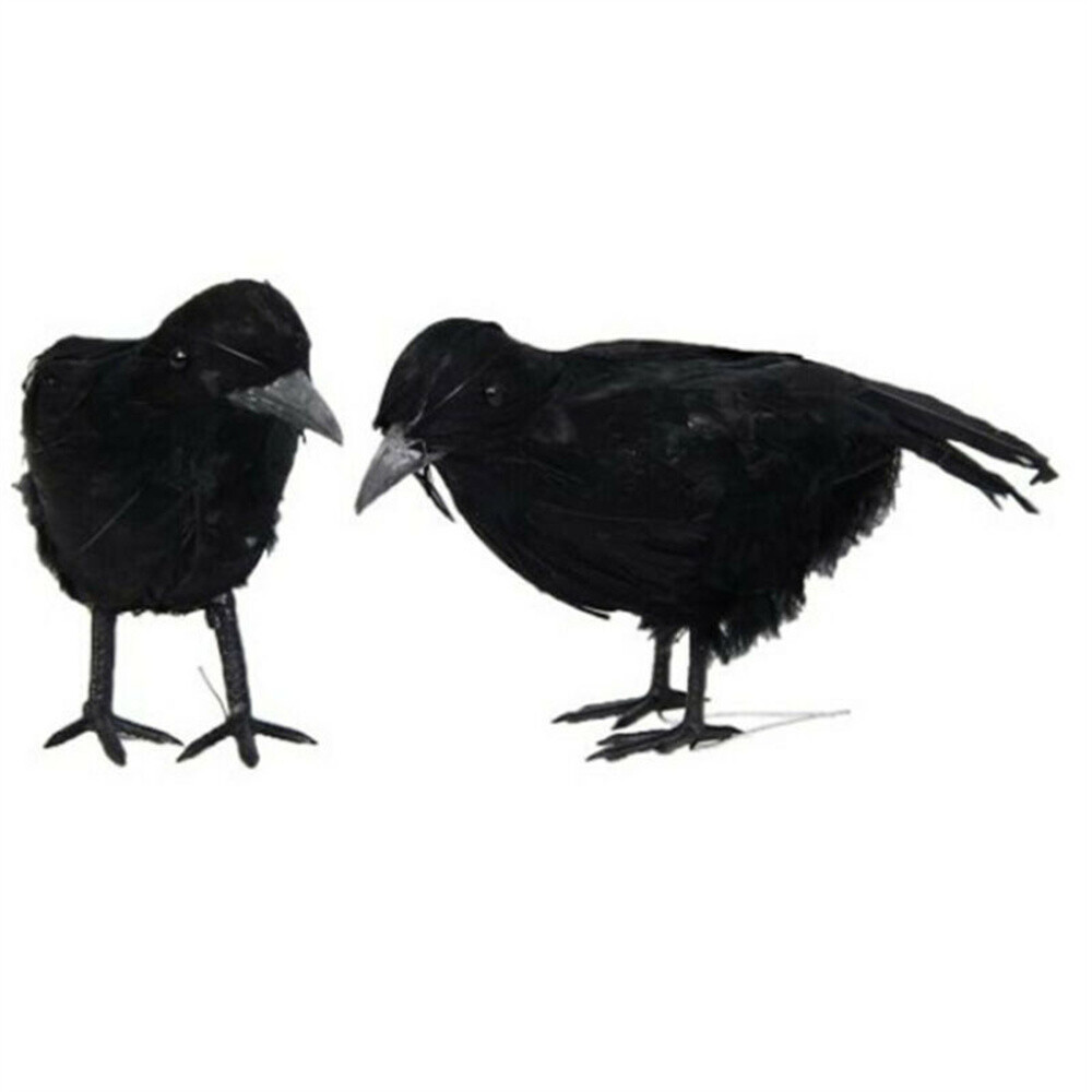 6PCS Halloween Crow Prop Realistic Raven Feathered Spooky Party Home ...