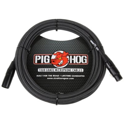Ace Products Pig Hog Black & White Woven Microphone Mic Cable 20 ft XLR ...