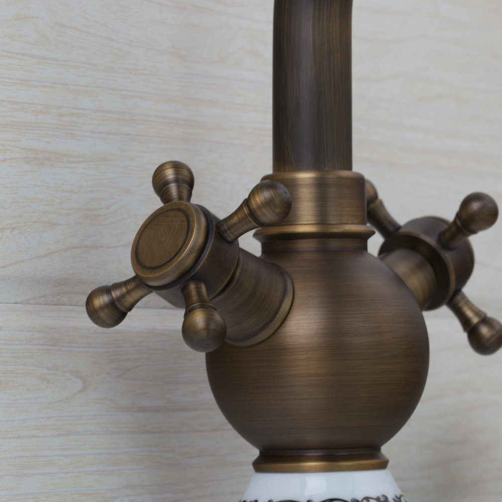 Short Goose neck Bathroom Basin Mixer Swivel Taps 2 Handles Deck ...