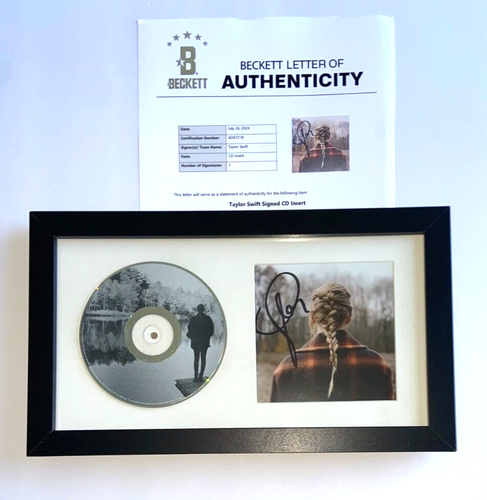 TAYLOR SWIFT SIGNED EVERMORE CD COVER FRAMED SINGER RED 1989 REPUTATION ...