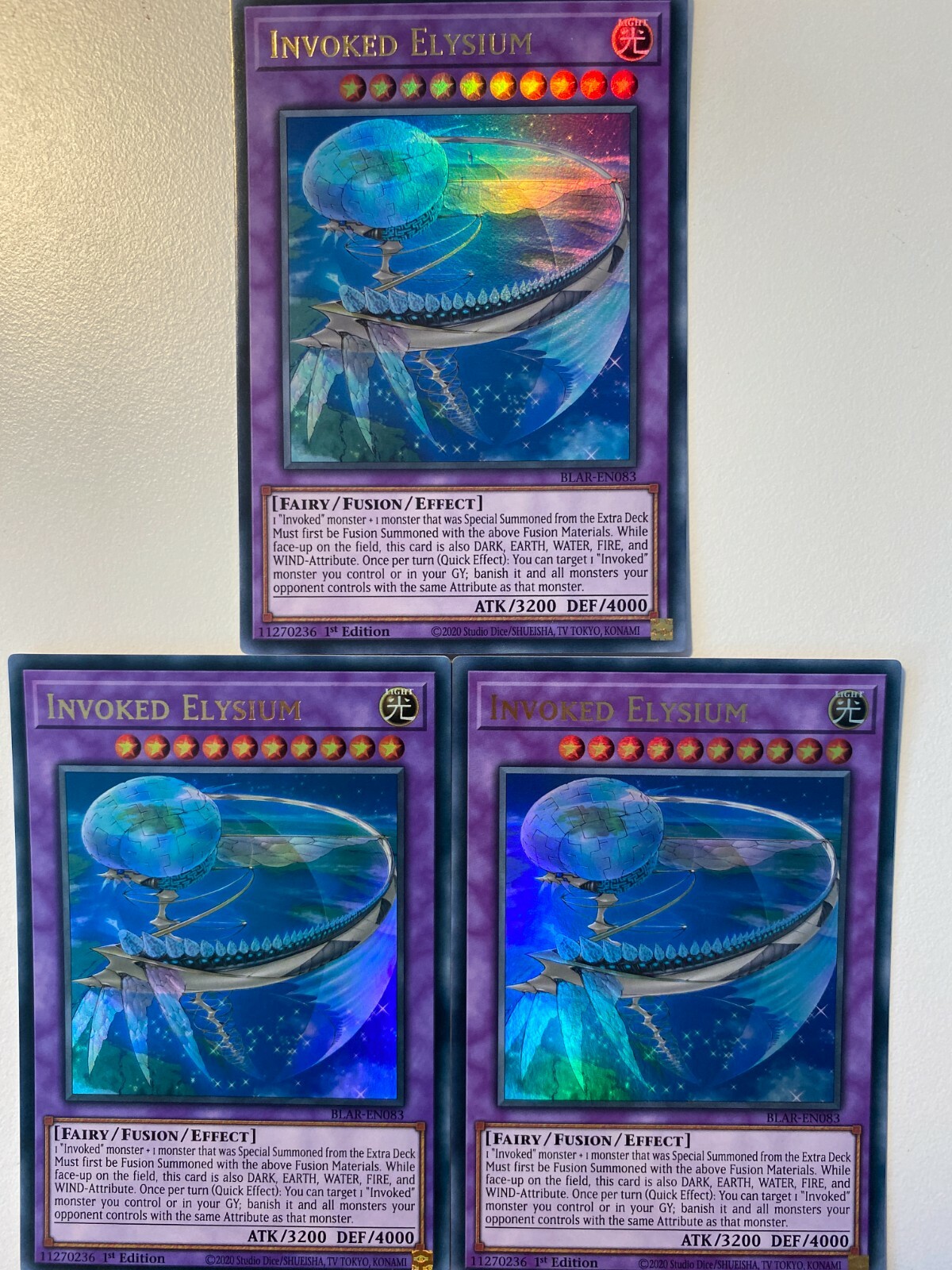 Yugioh Invoked Elysium BLAR-EN083 Ultra Rare Mint Condition x3 | eBay