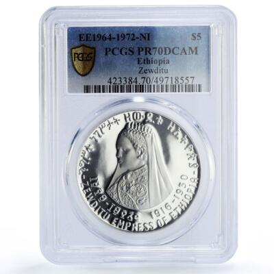 Ethiopia 5 dollars Empress Zewditu Zauditu Politics PR70 PCGS silver ...