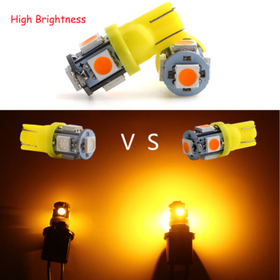 100Pcs 12V High Bright Amber T10 W5W 194 168 5050 5 SMD LED Wedge Car ...