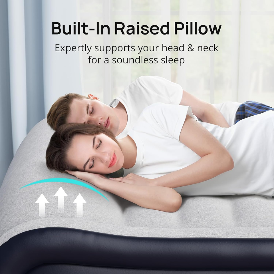Air Mattress Queen with Built-In Pump & Raised Pillow, 17" Raised ...