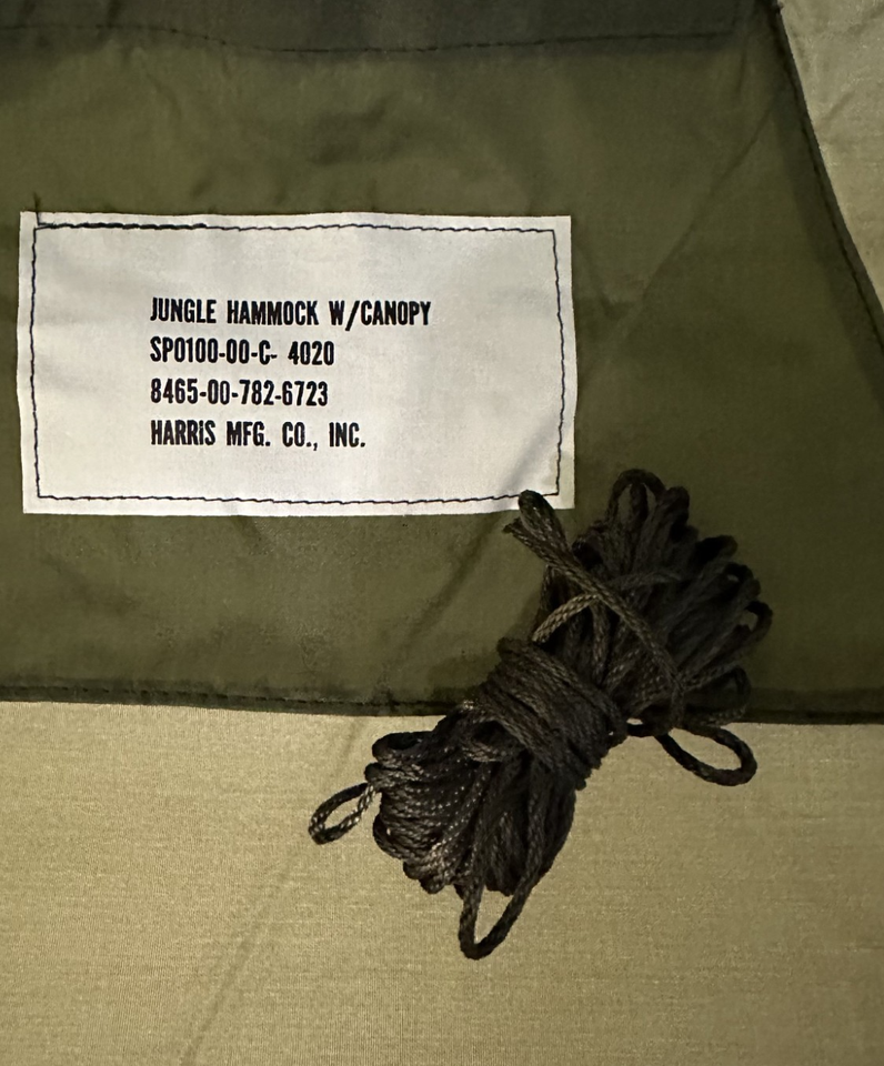 NOS US Military Hammock w/Rain Fly and Mosquito Net, OD Green, V-93 | eBay