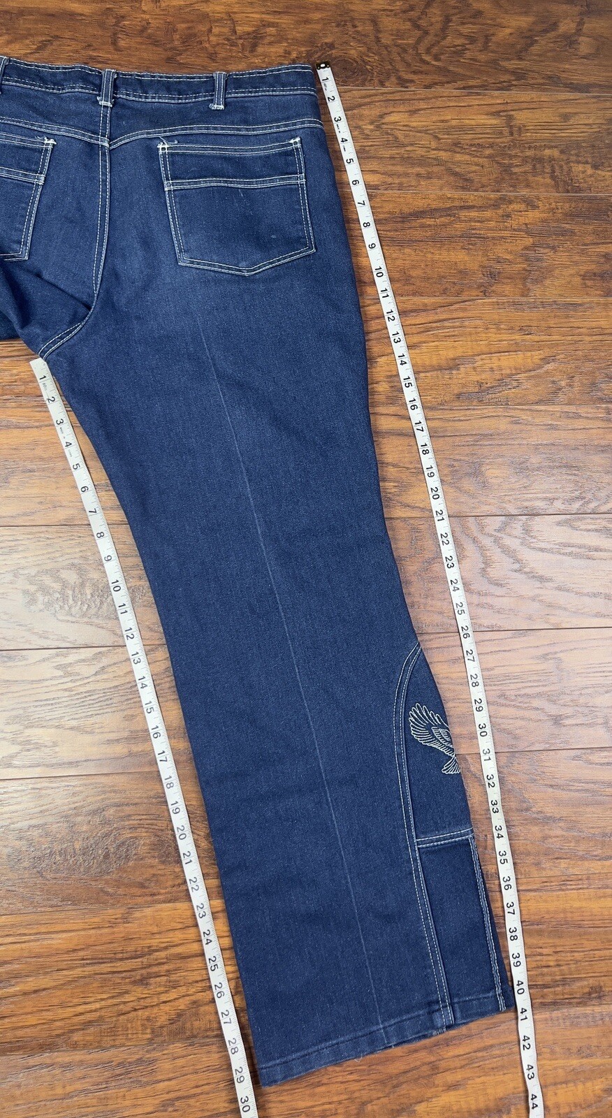 Vintage Sheplers Jeans Western Eagle Embroidered Size 35x29 Blue G5 | eBay