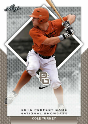 COLE TURNEY 2016 LEAF "PERFECT GAME" SHOWCASE NIKE ALL-AMERICAN ROOKIE ...
