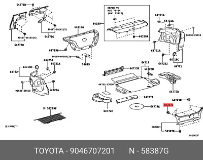 Genuine OE clip for front door trim board, 9046707201 for TOYOTA 90467 ...