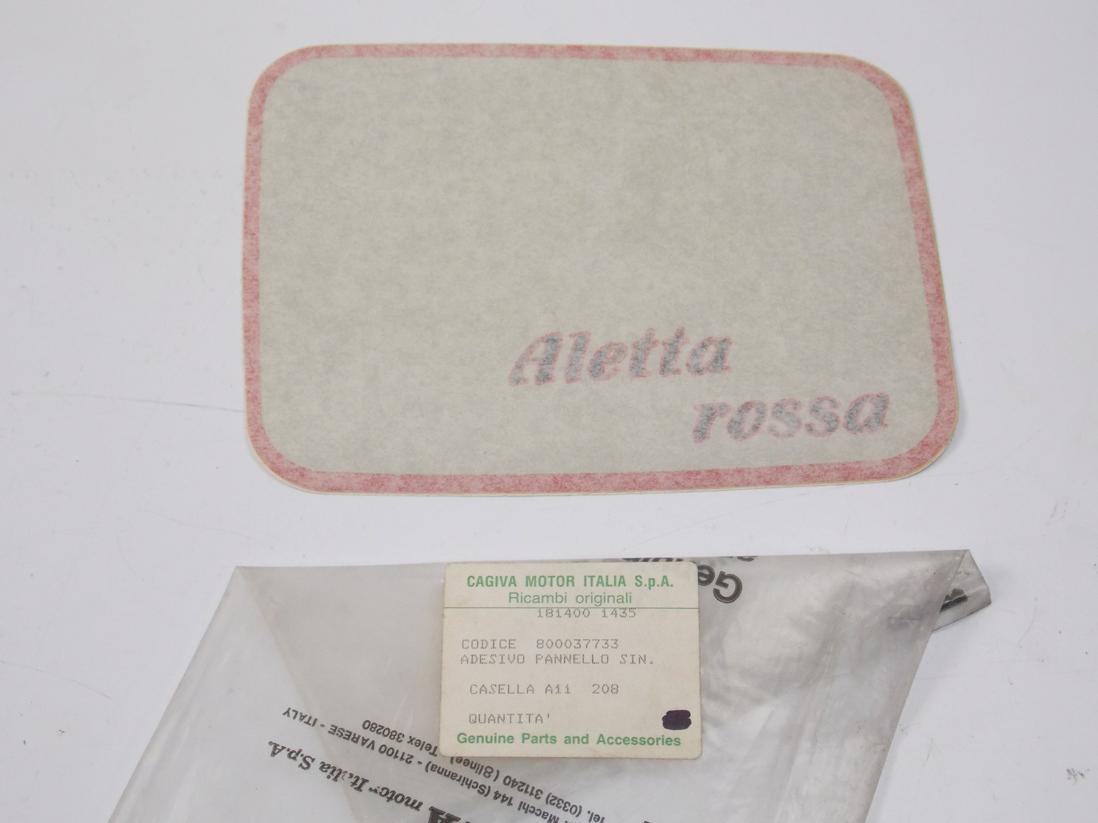 NOS OEM CAGIVA ALETTA ROSSA 125 LH BLACK PANEL STICKER "Aletta Rossa ...