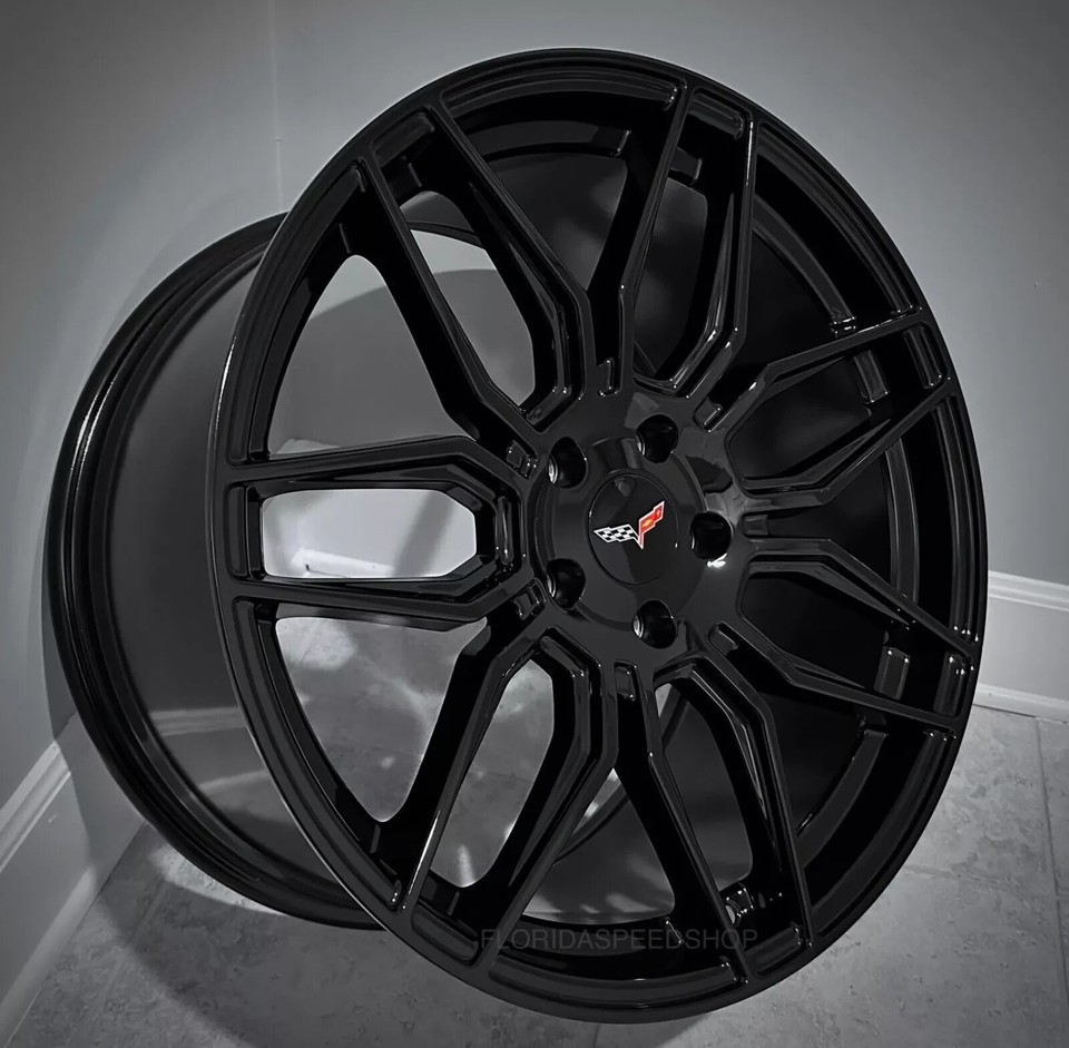 GLOSS BLACK C8 Z06 SPIDER WHEELS FITS: 2006-2013 Z06/GRAND SPORT/ZR1 ...