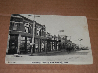 STERLING NEBRASKA - 1907-1915 ERA UNUSED POSTCARD - BROADWAY - JOHNSON ...